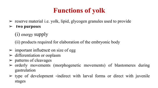Amount and distribution of yolk and types of egg | PPTX