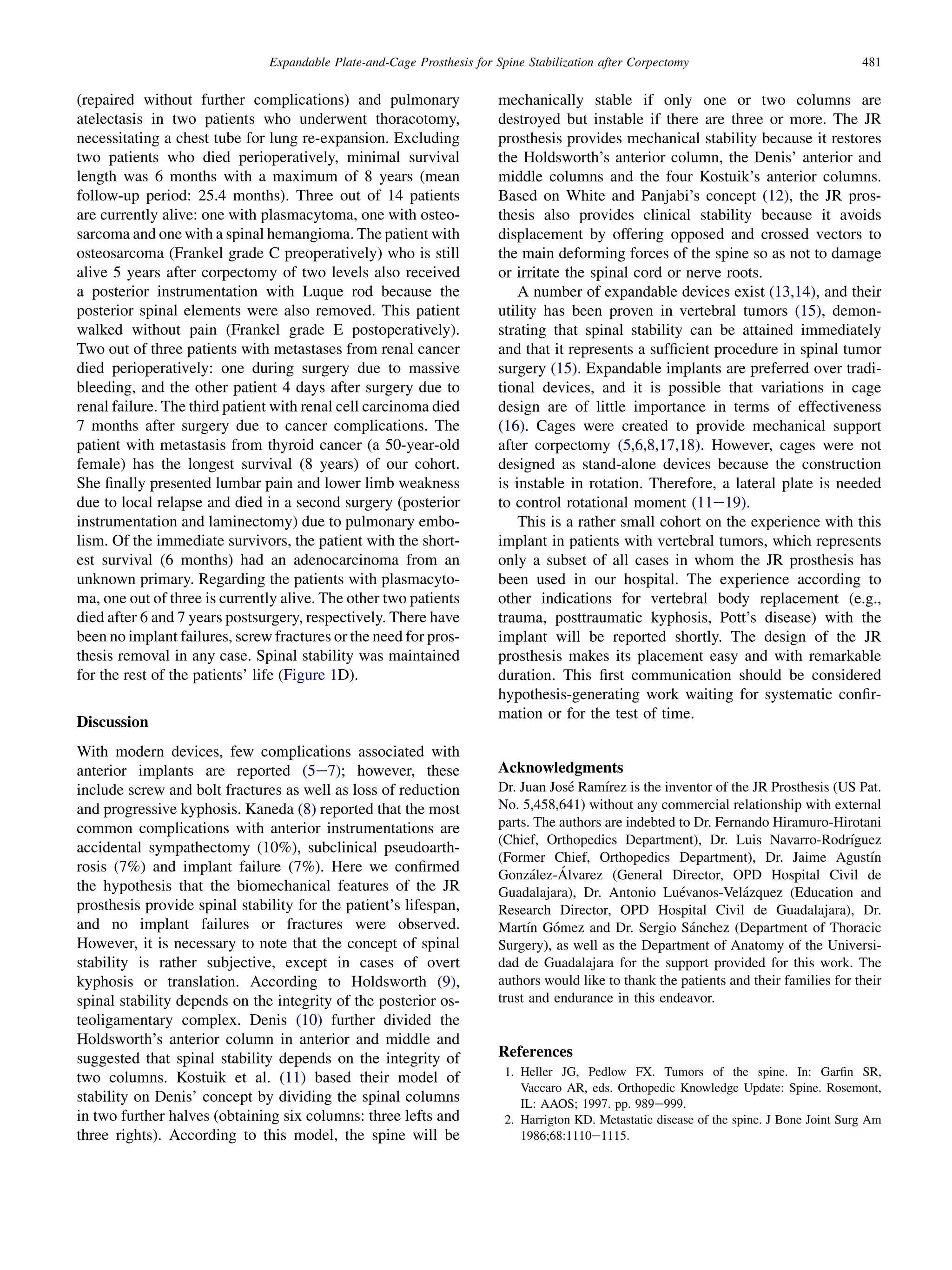 An Expandable Prosthesis with Dual Cage-and-Plate Function in a Single ...