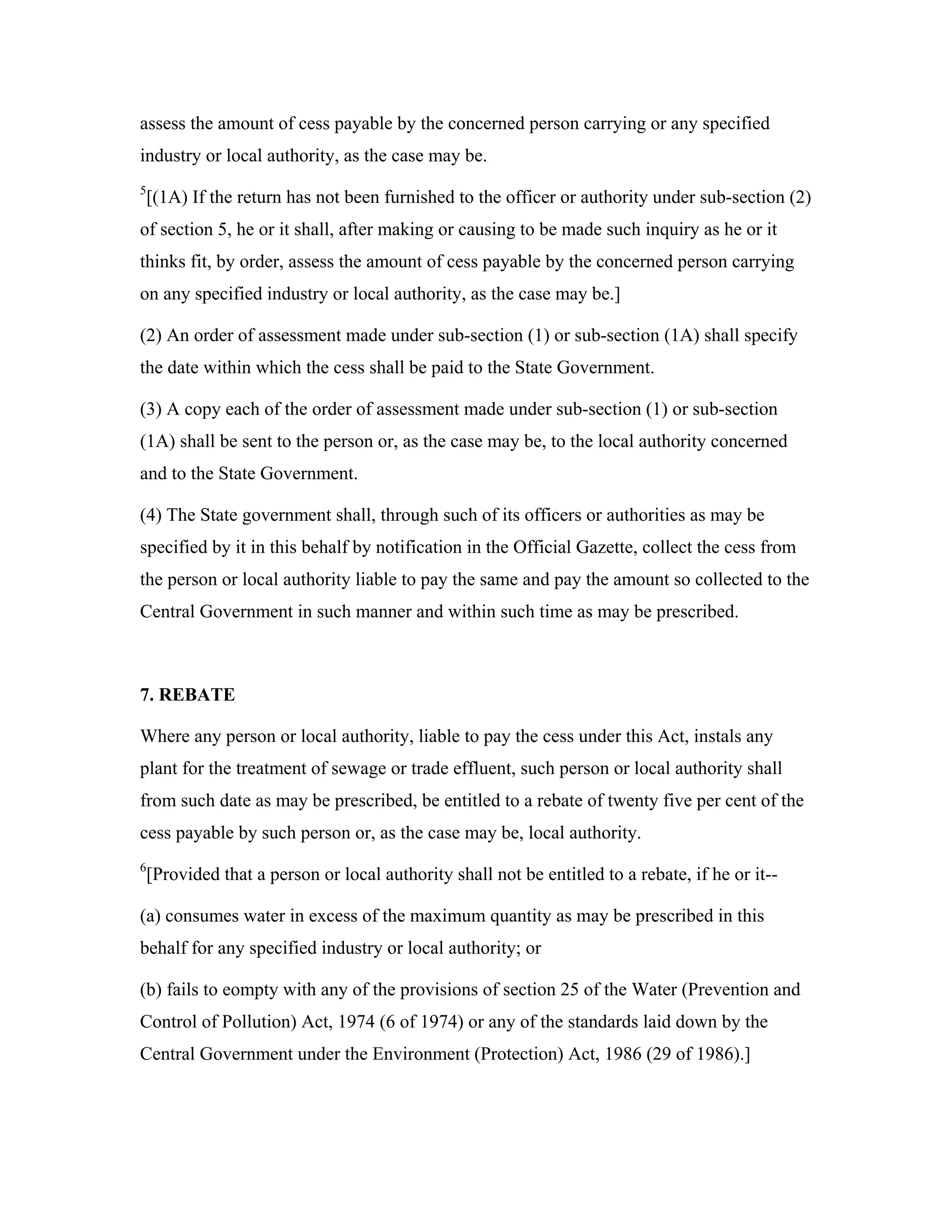 20. water (prevention and control of pollution) cess act, 1977 | PDF