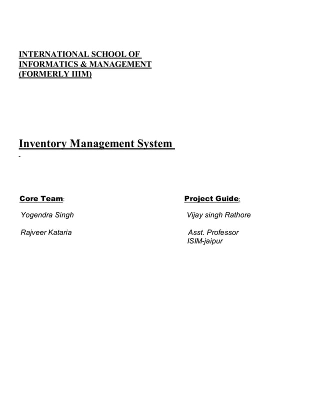 inventory management system | PDF