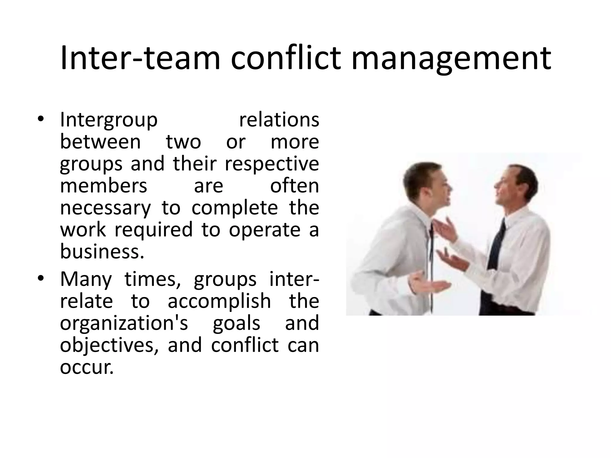 Inter team conflict management - team work group OD interventions ...