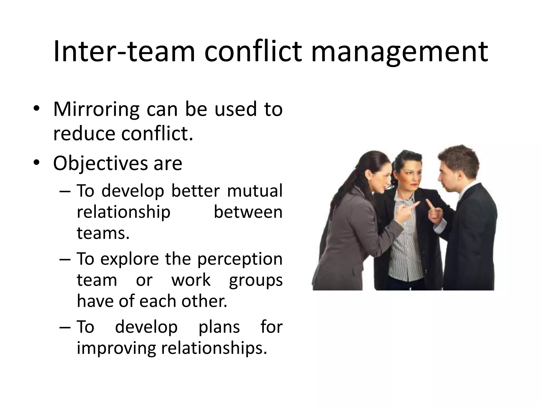 Inter team conflict management - team work group OD interventions ...
