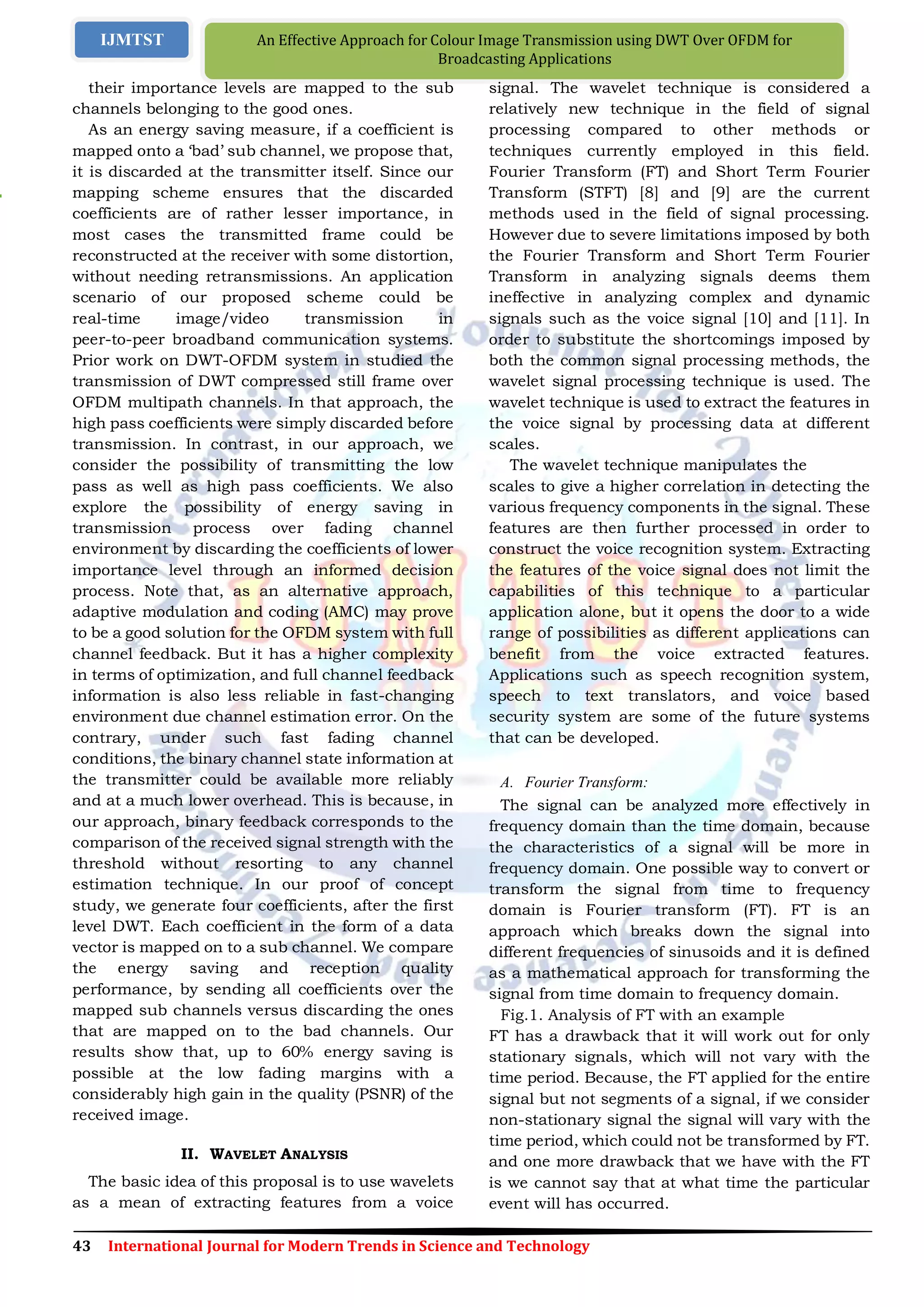 An Effective Approach for Colour Image Transmission using DWT Over OFDM ...
