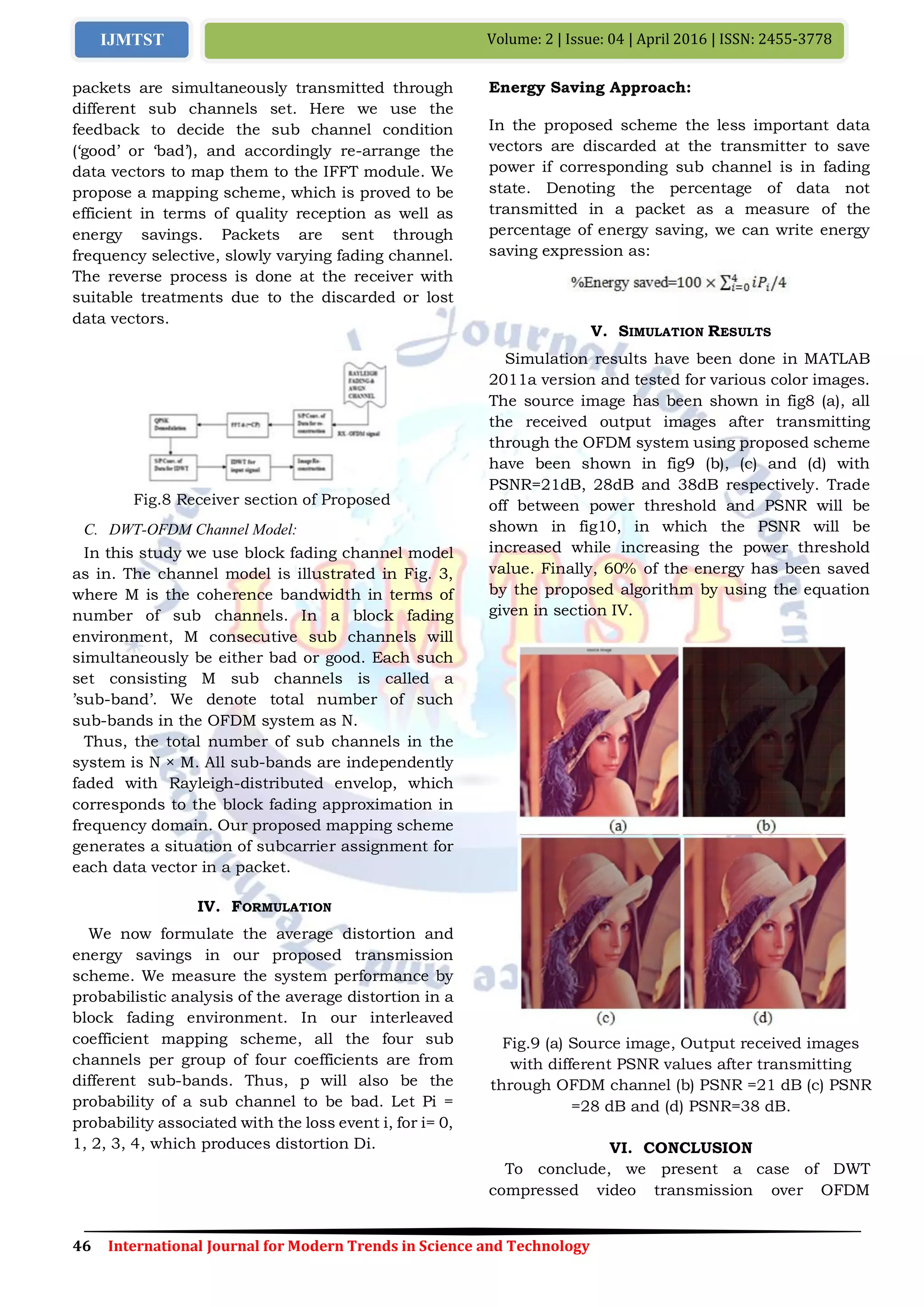 An Effective Approach for Colour Image Transmission using DWT Over OFDM for Broadcasting ...