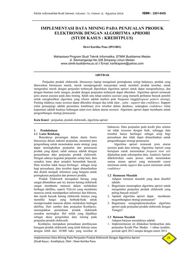 20. implementasi data mining pada penjualan produk elektronik dengan algoritma apriori (studi ...