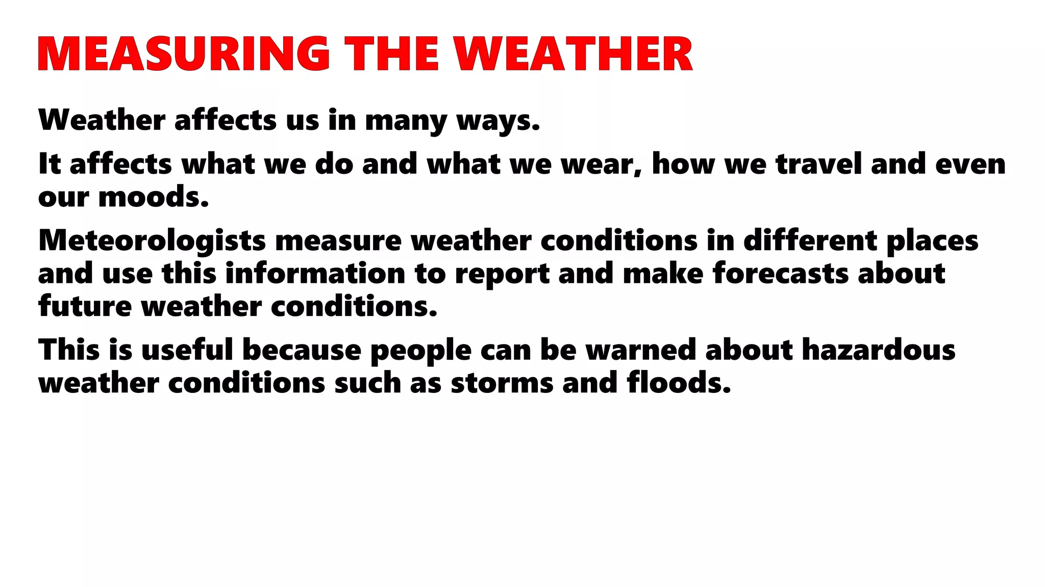 GEOGRAPHY IGCSE: WEATHER MEASUREMENTS. | PPTX