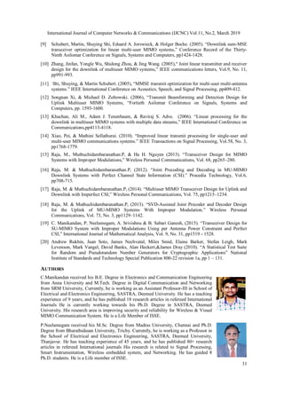 DESIGN OF SECURE AND RELIABLE MU-MIMO TRANSCEIVER SYSTEM FOR VEHICULAR ...