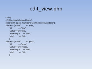 20. CodeIgniter edit images | PPTX | Web Development | Internet