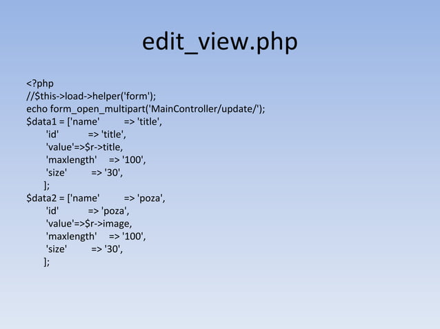 20. CodeIgniter edit images | PPTX | Web Development | Internet
