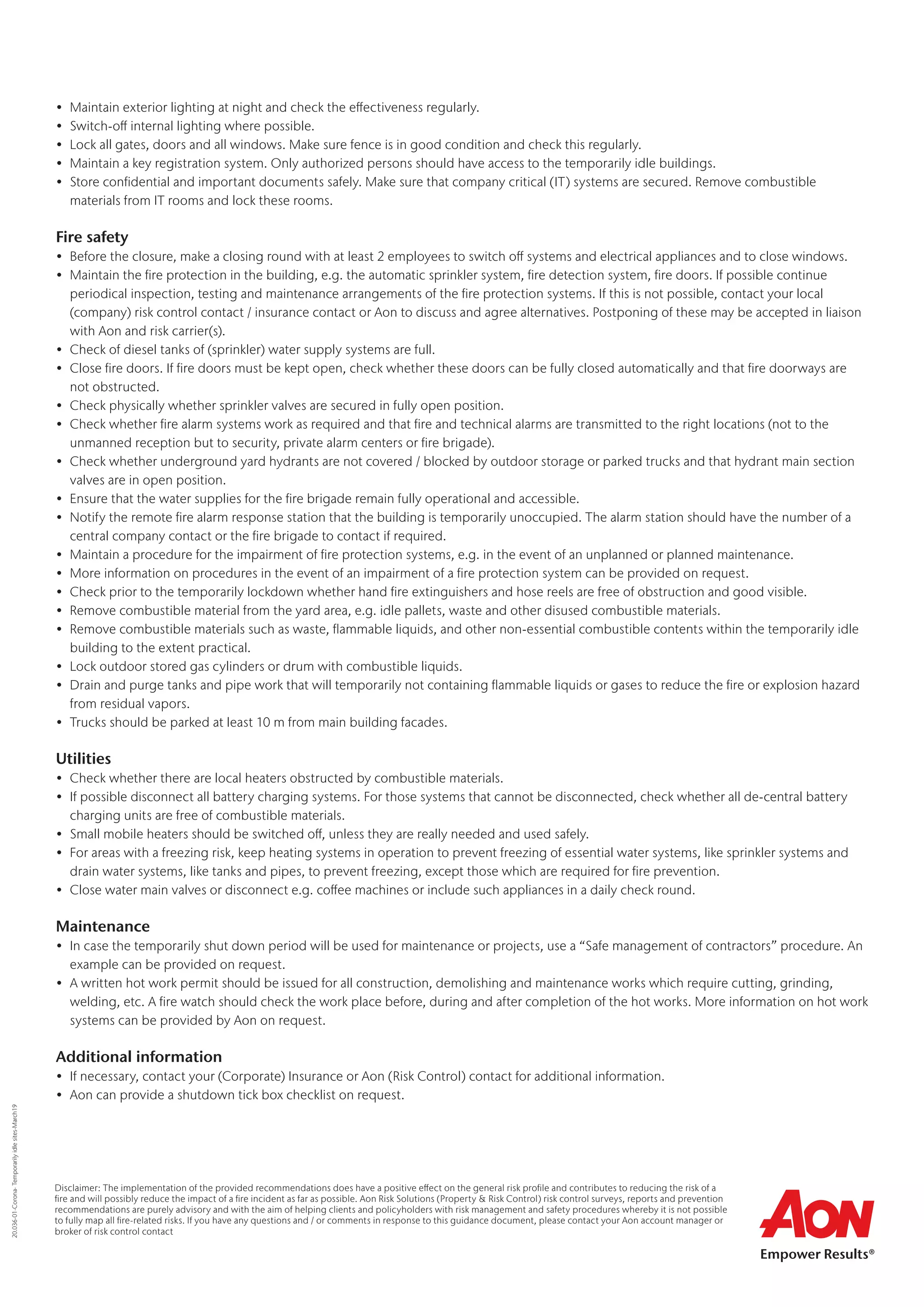 Temporarily idle sites - COVID19 | PDF