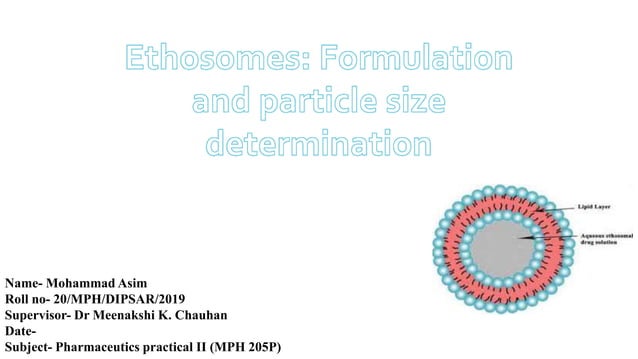 Ethosomes - formulation and evaluation | PPTX | Skin and Dermatology ...