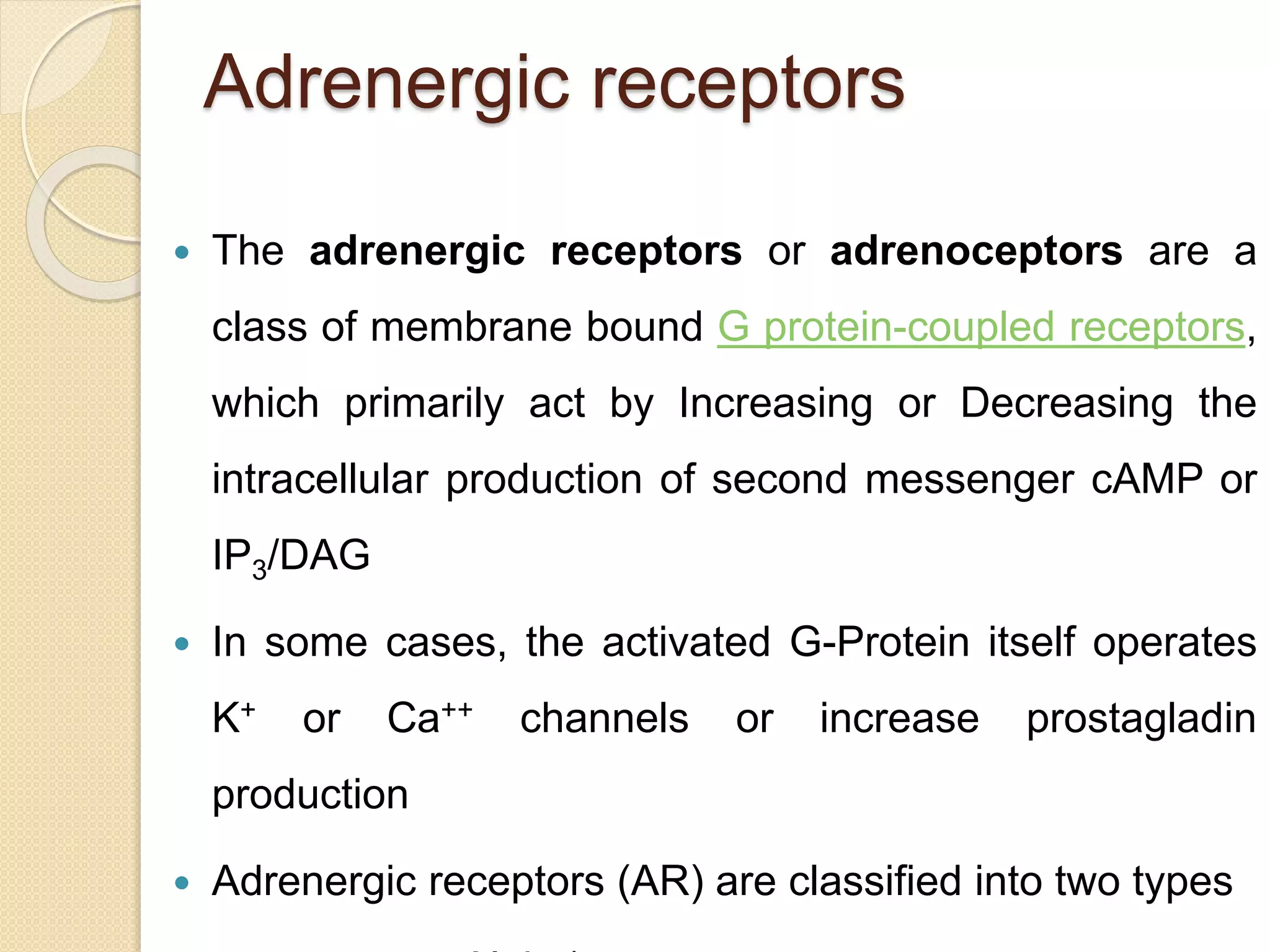 Introduction to Adrenergic receptors & Types | PPTX | Heart and ...