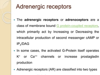 Introduction to Adrenergic receptors & Types | PPTX