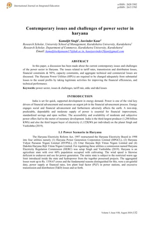 Contemporary issues and challenges of power sector in haryana | PDF