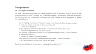 THE SAMOAN MAU MOVEMENT: A ROYAL COMMISSION | PPTX