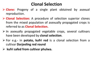 BREEDING METHODS FOR ASEXUALLY PROPAGATED SPECIES | PPTX