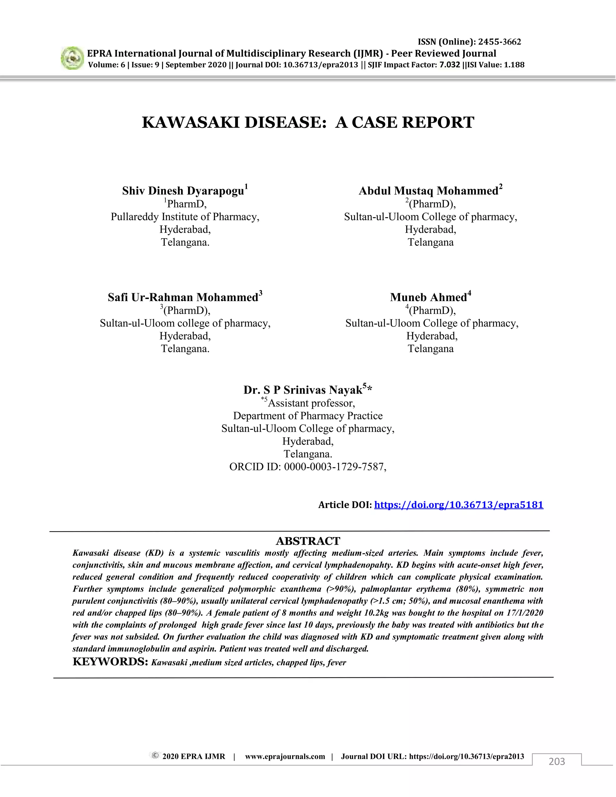 KAWASAKI DISEASE: A CASE REPORT | PDF