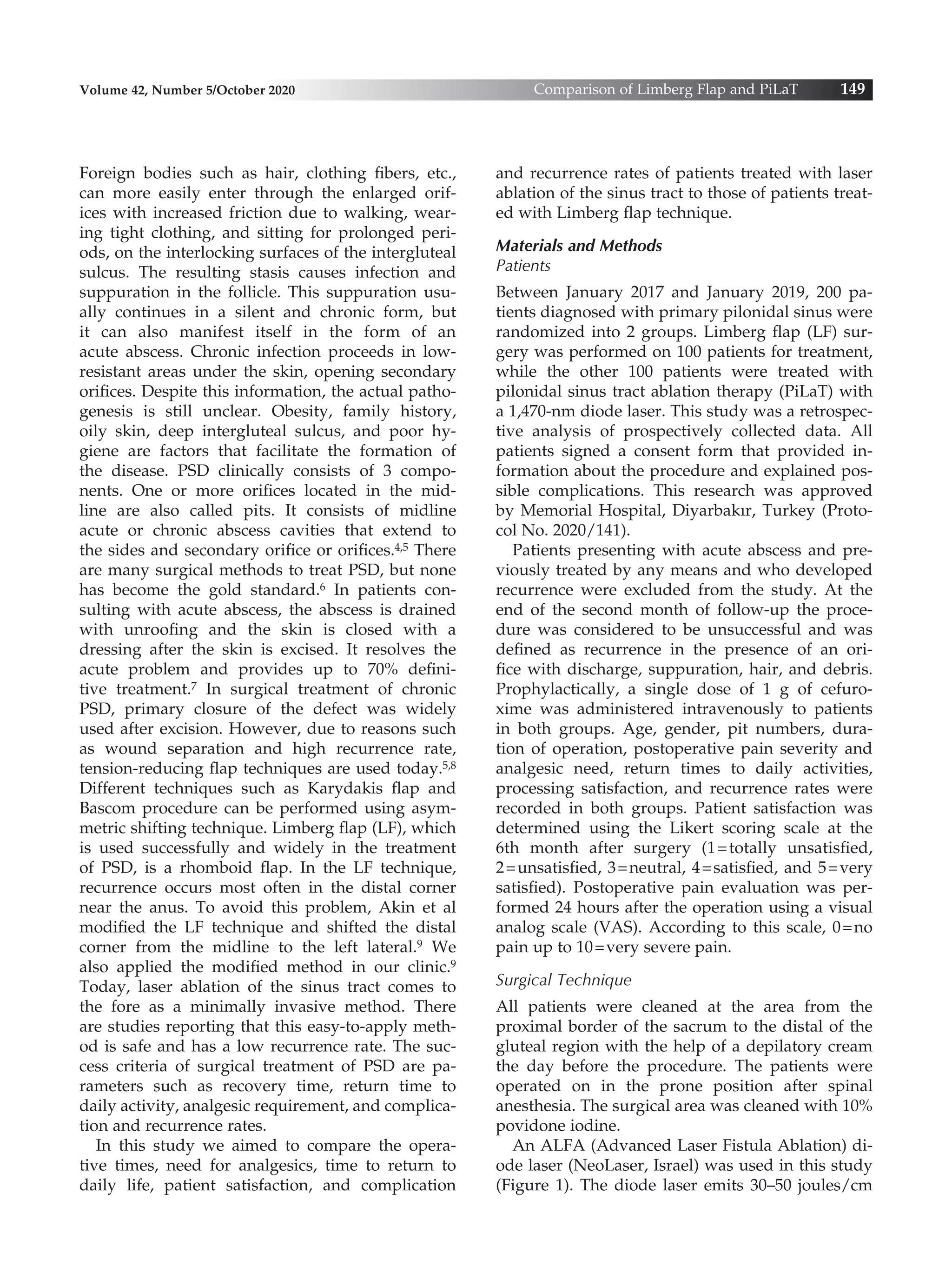 Comparison of Limberg Flap and PiLaT Procedure in Primary Pilonidal ...
