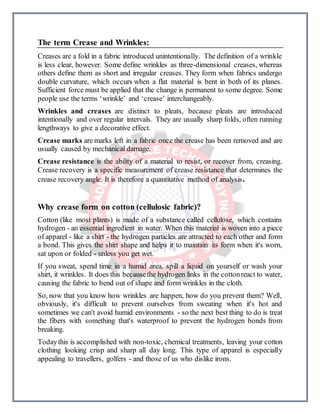 Recent Trends in Anti-crease finishing of cotton | DOCX