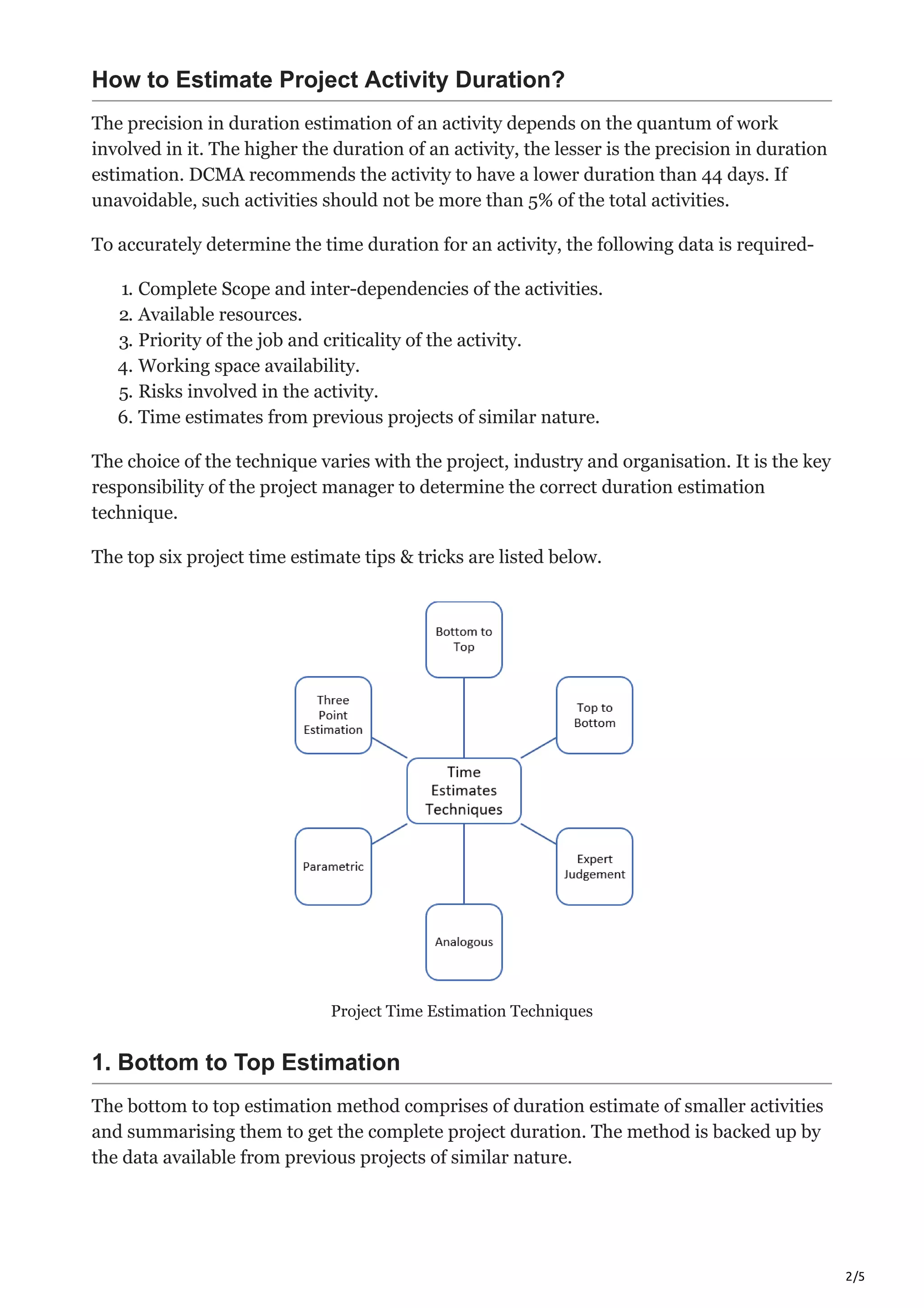 Project Time Estimation 6 Powerful Tips & Tricks | PDF