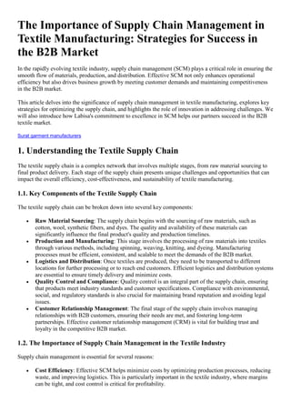 The Importance of Supply Chain Management in Textile Manufacturing ...