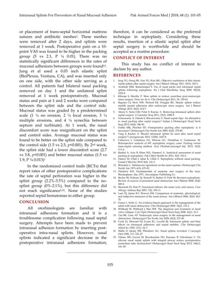 Intranasal Splints For Prevention of Nasal Mucosal Adhesion | PDF