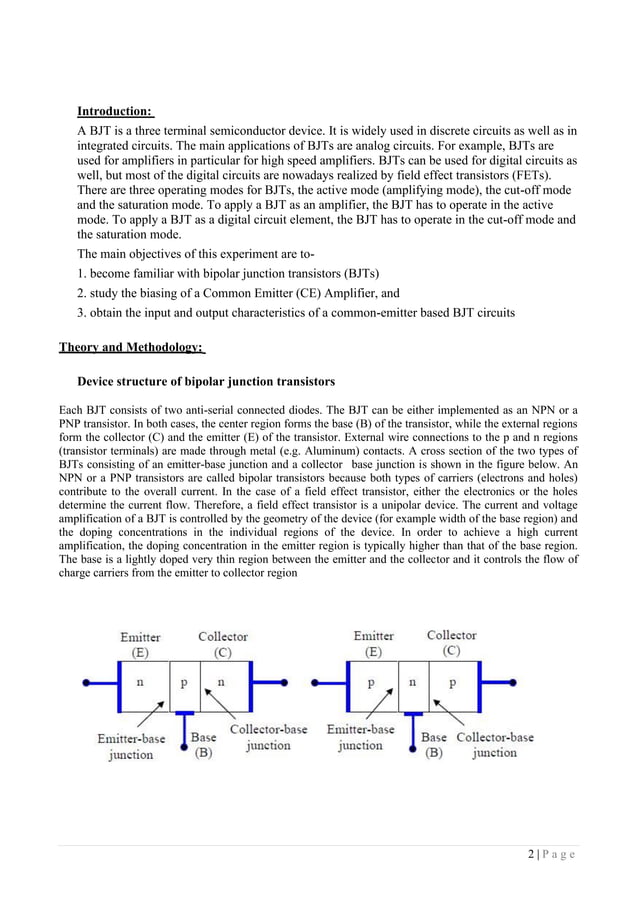 Study of Transistor Characteristics in Common Emitter Amplifier.pdf | Consumer Electronics ...