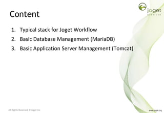 Joget Workflow v6 Training Slides - 20 - Basic System Administration | PPT