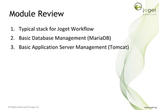 Joget Workflow v6 Training Slides - 20 - Basic System Administration | PPT