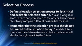 20 Data Center Site Selection Best Practices (SlideShare) | PPTX