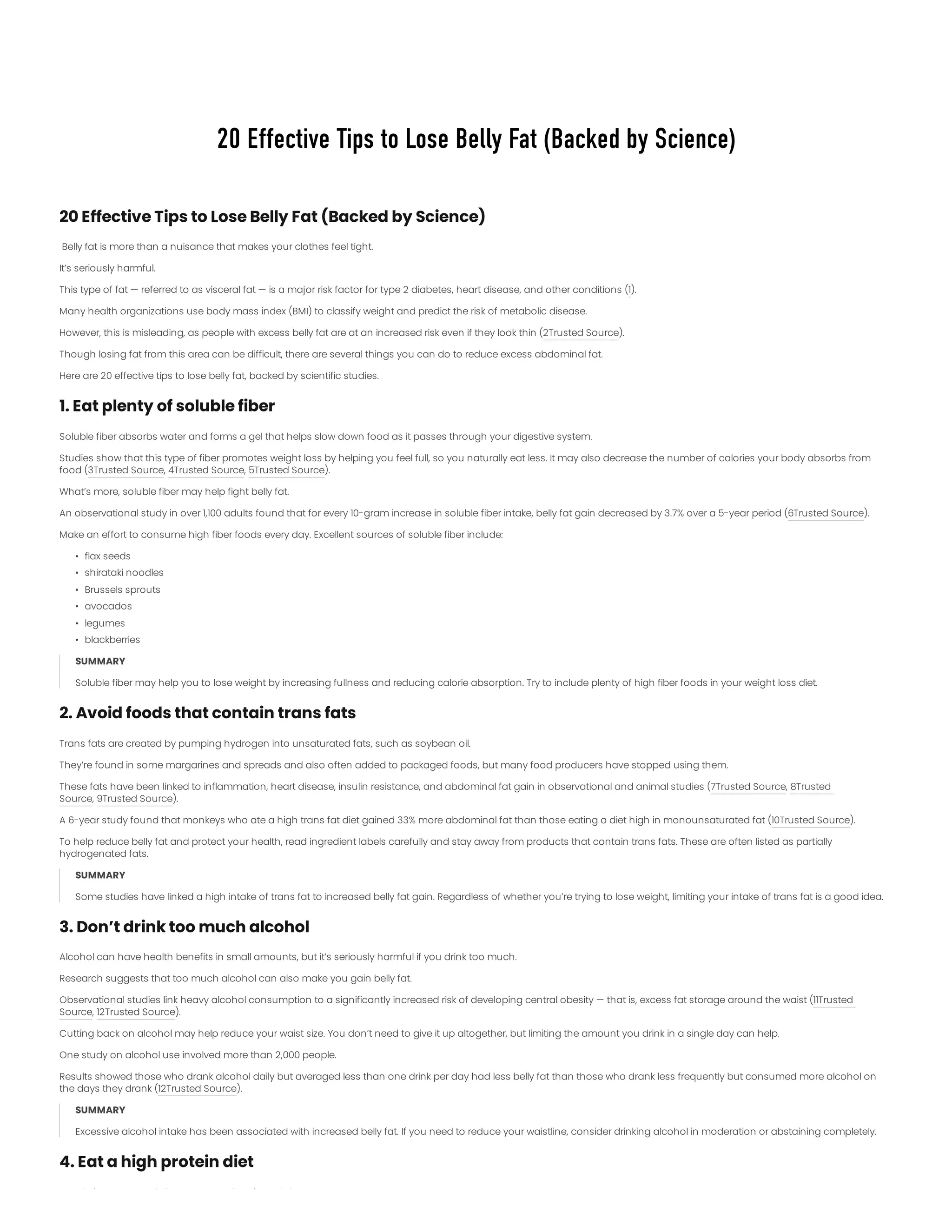 20 Effective Tips To Lose Belly Fat Pdf