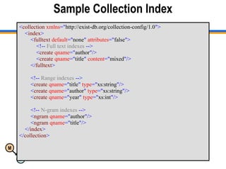 Indexing in eXist database | ODP