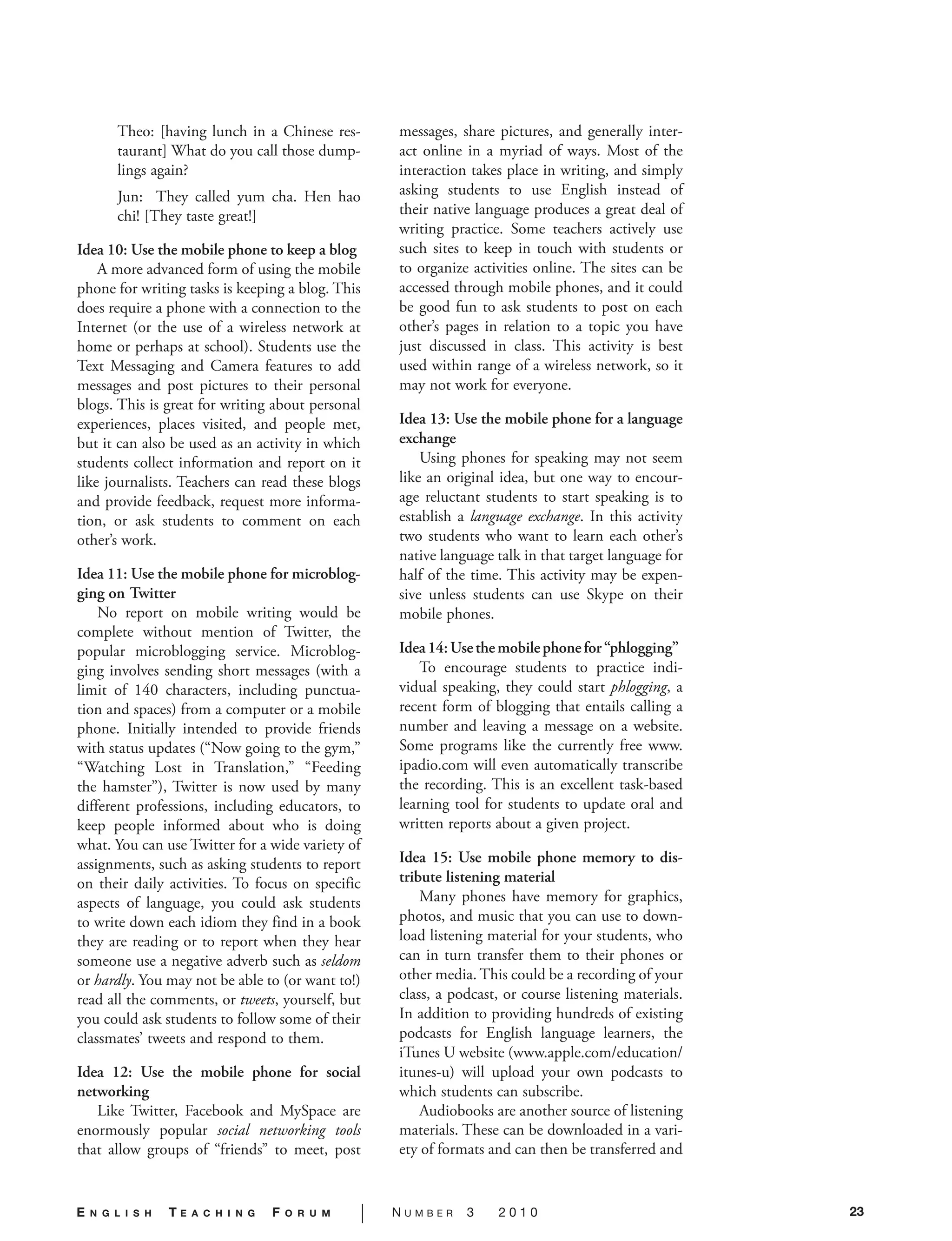 20 ideas-for-using-mobile-phones-in-language-classroom- | PDF