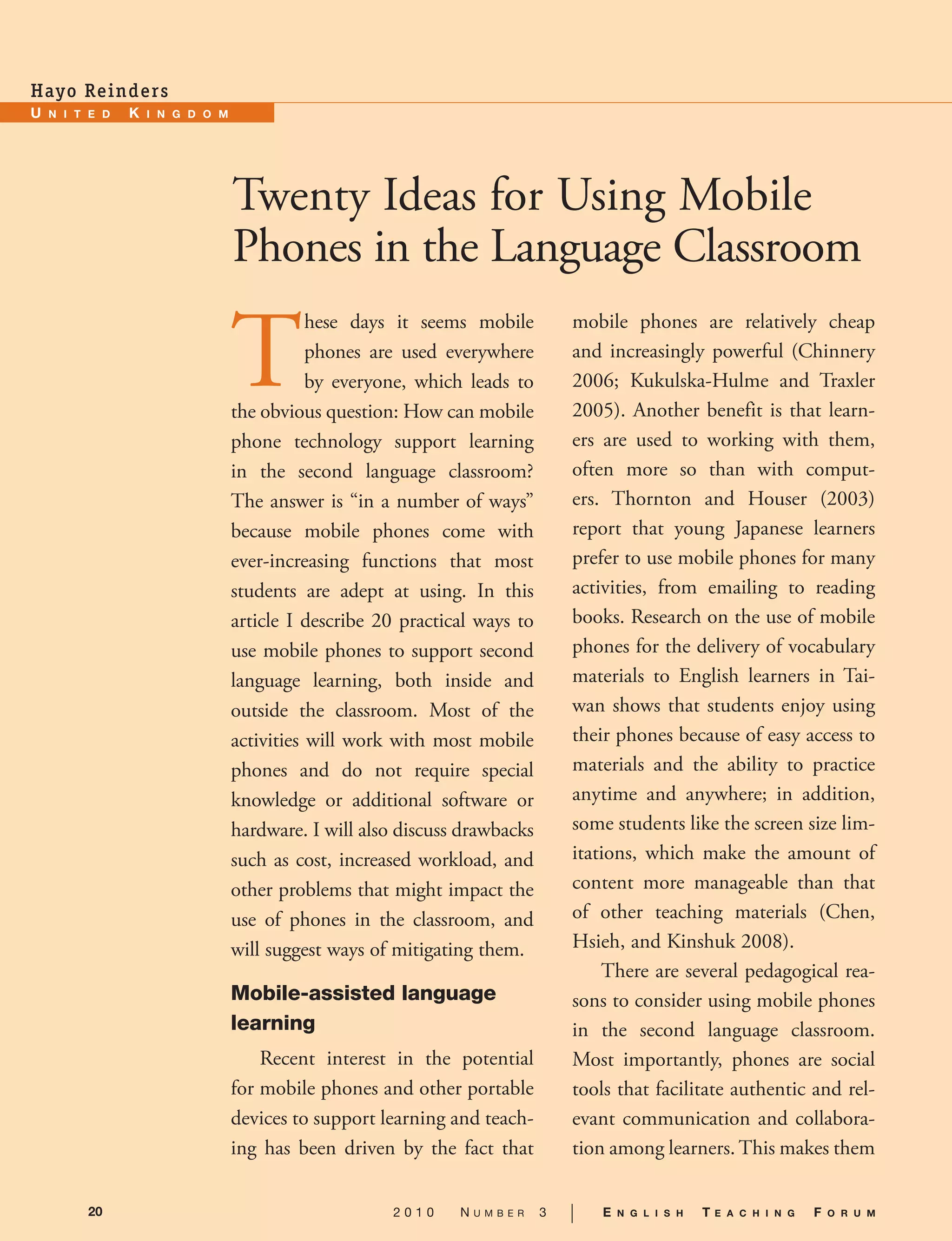 20 ideas-for-using-mobile-phones-in-language-classroom- | PDF