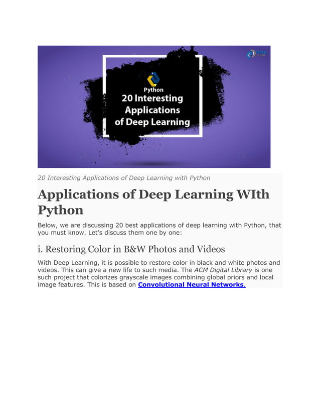 20 interesting-applications-of-deep-learning-with-python | PDF