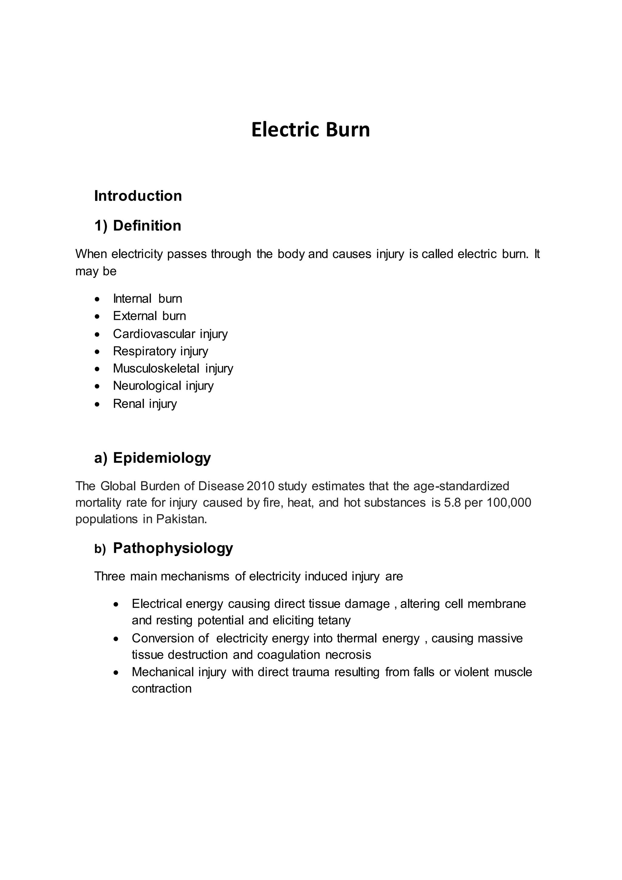 electric burn disease and case profile of a patient | DOCX