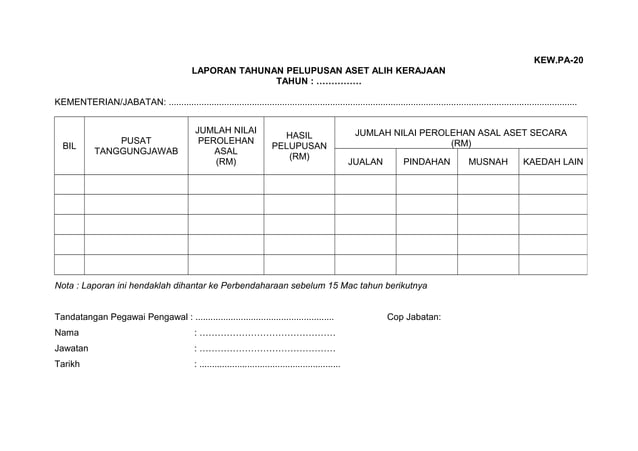 20.kew.pa 20(laporan tahunan pelupusan aset alih kerajaan) | DOC