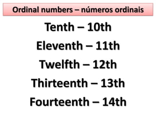 20 ordinal numbers – números ordinais - faixa 47 - pg. 139 | PPT