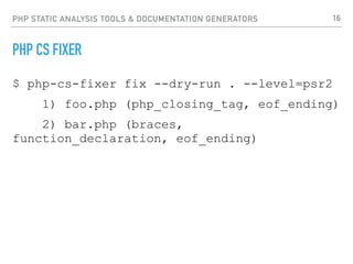 20 PHP Static Analysis and Documentation Generators #burningkeyboards | PDF