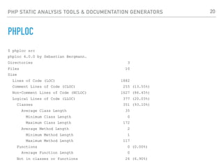 20 PHP Static Analysis and Documentation Generators #burningkeyboards | PDF