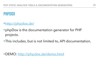 20 PHP Static Analysis and Documentation Generators #burningkeyboards | PDF