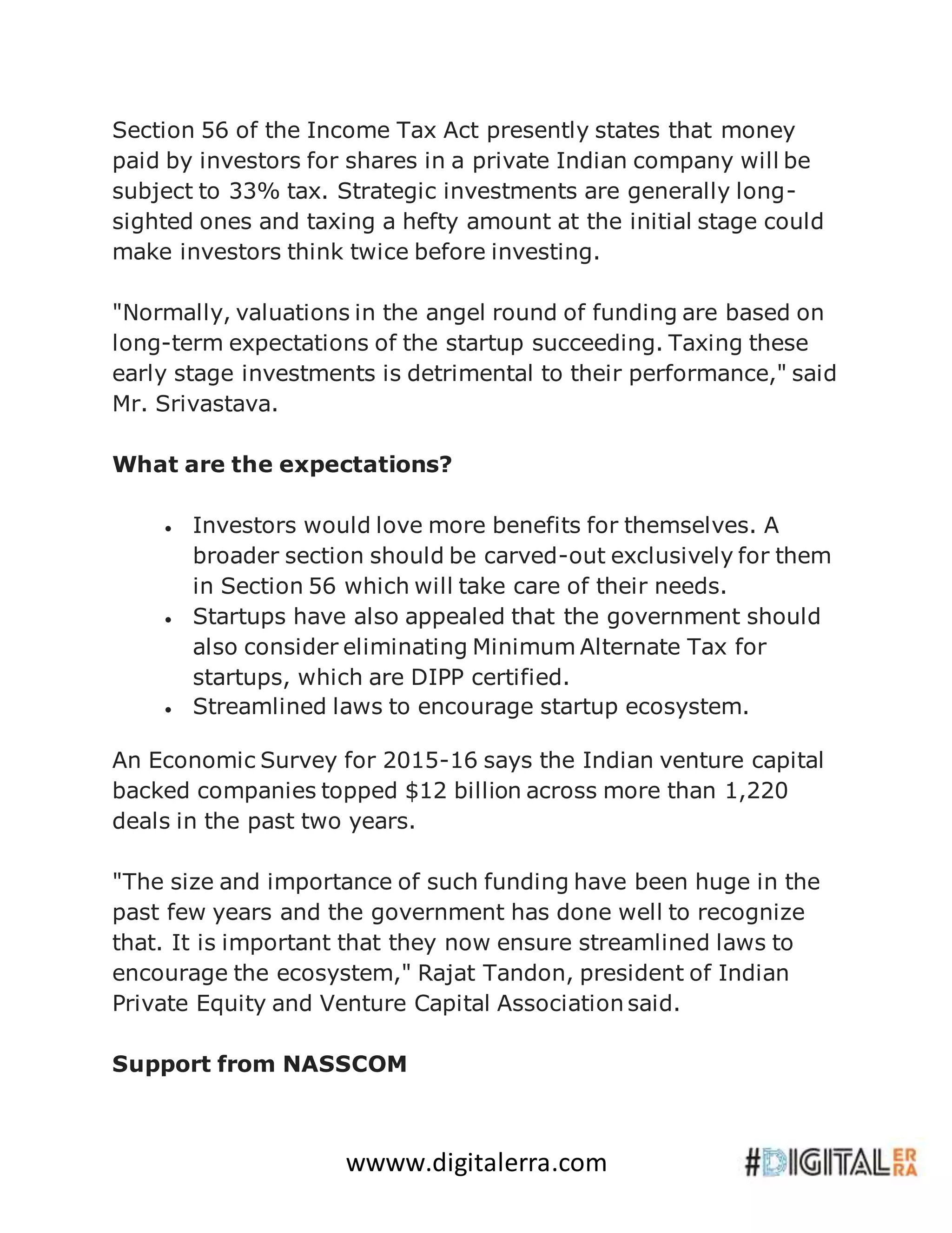 Startup bodies seek exemption in tax policies | PDF