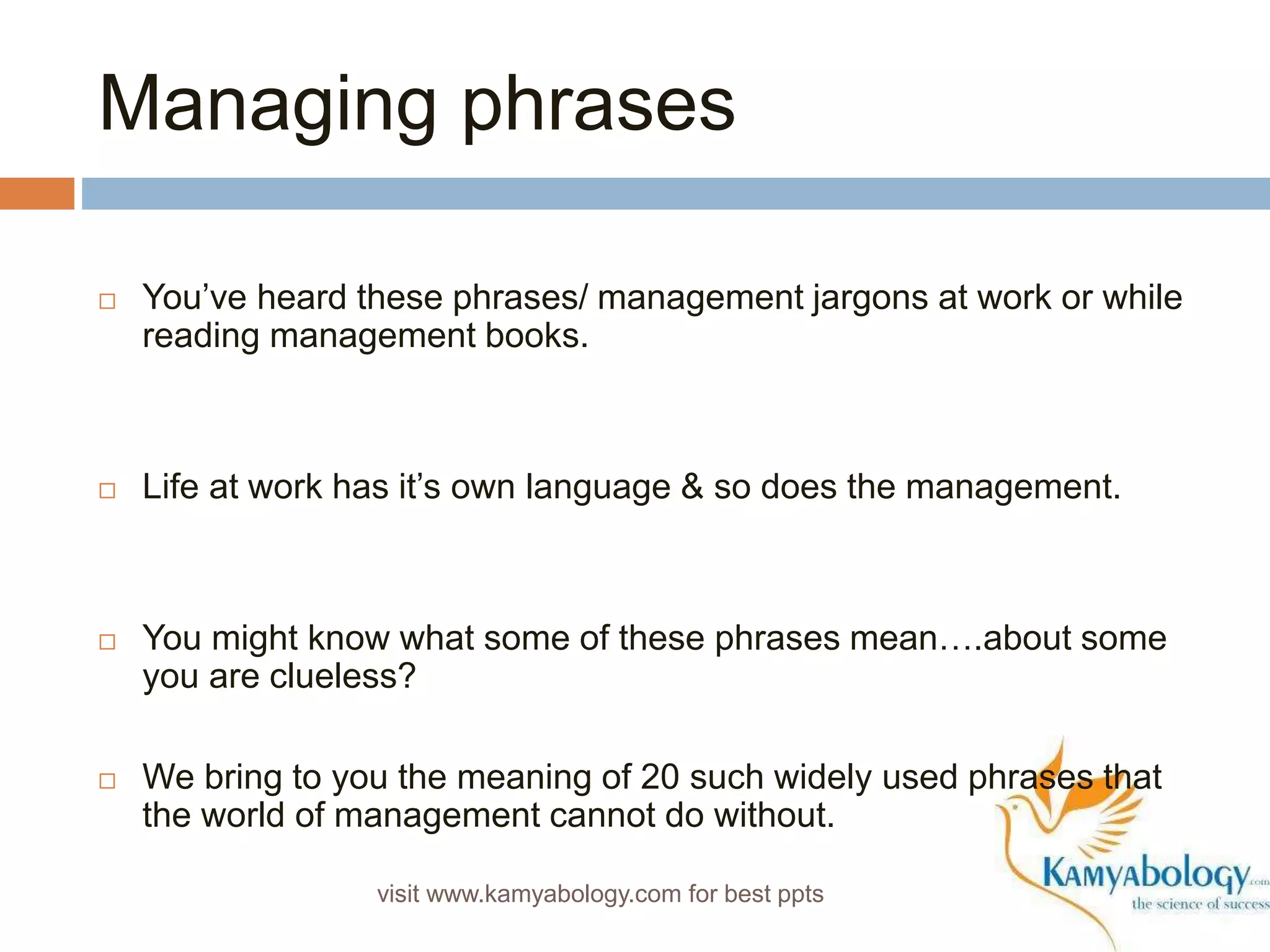 20 Management Phrases Every Manager Should Know | PPSX