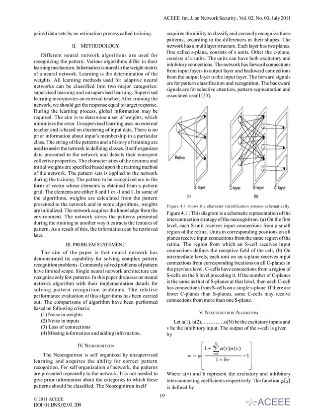 Analysis of Neocognitron of Neural Network Method in the String Recognition | PDF