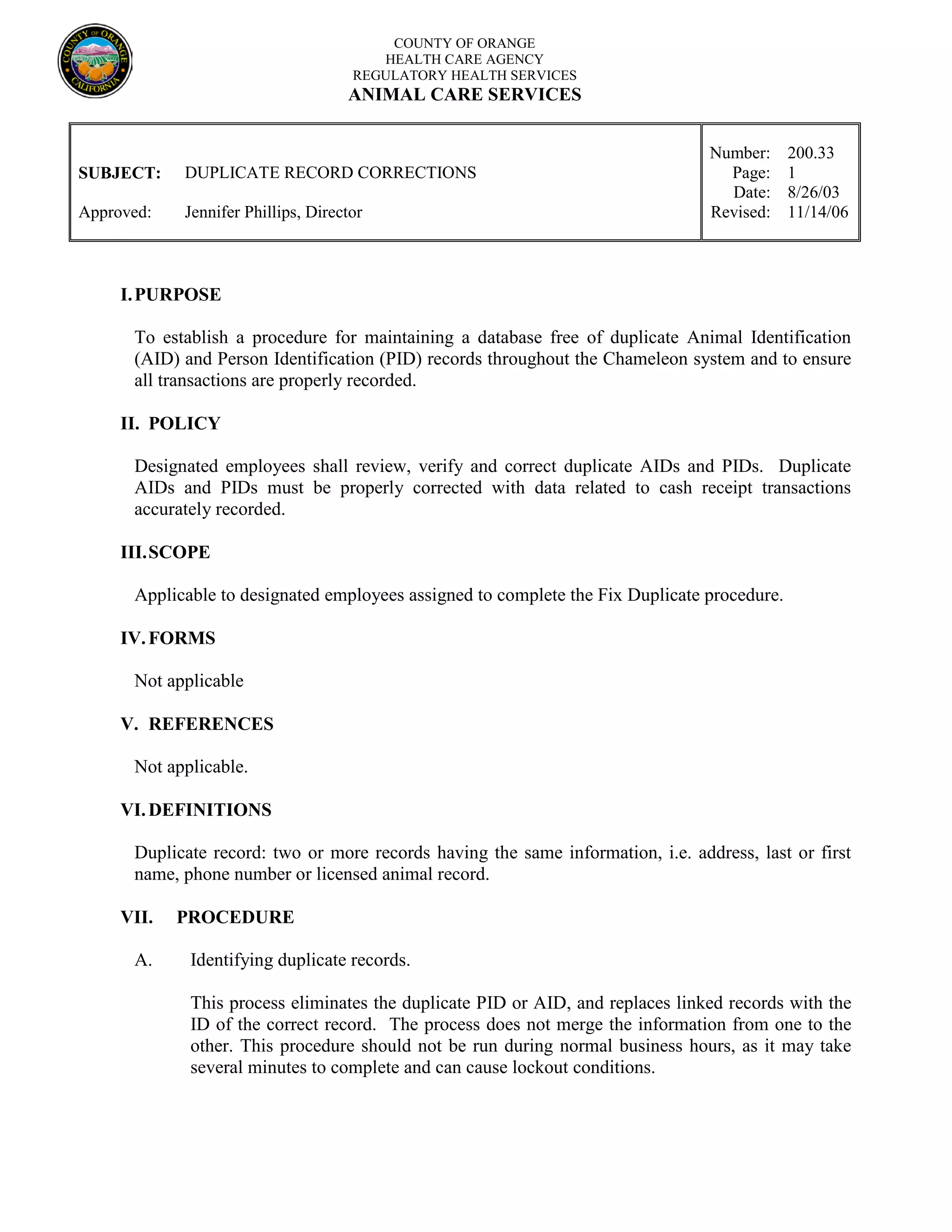 200 33 Duplicate Records Correction Pdf