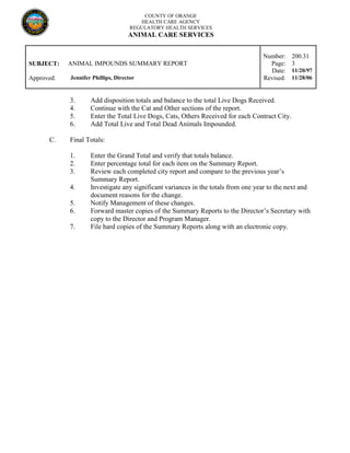 200.31 animal impound summary report | PDF