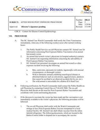 200.21 after hours exposure procedure | PDF | Infectious Diseases ...