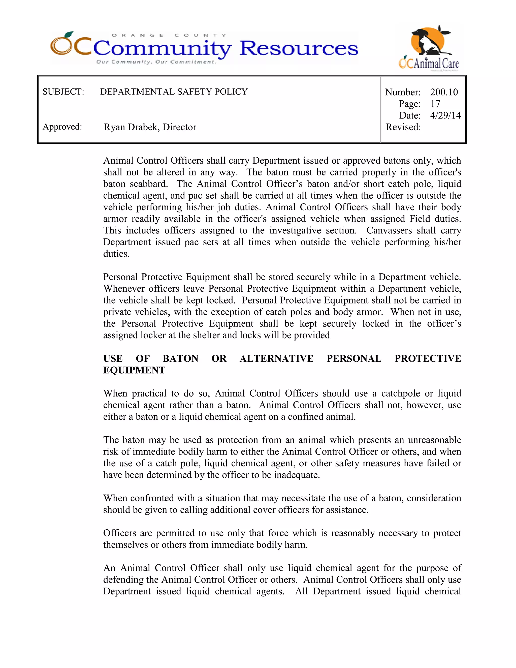 200.10 departmental safety policy | PDF