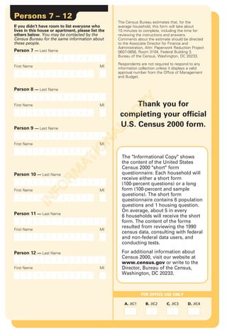 2000 Census Form | PDF