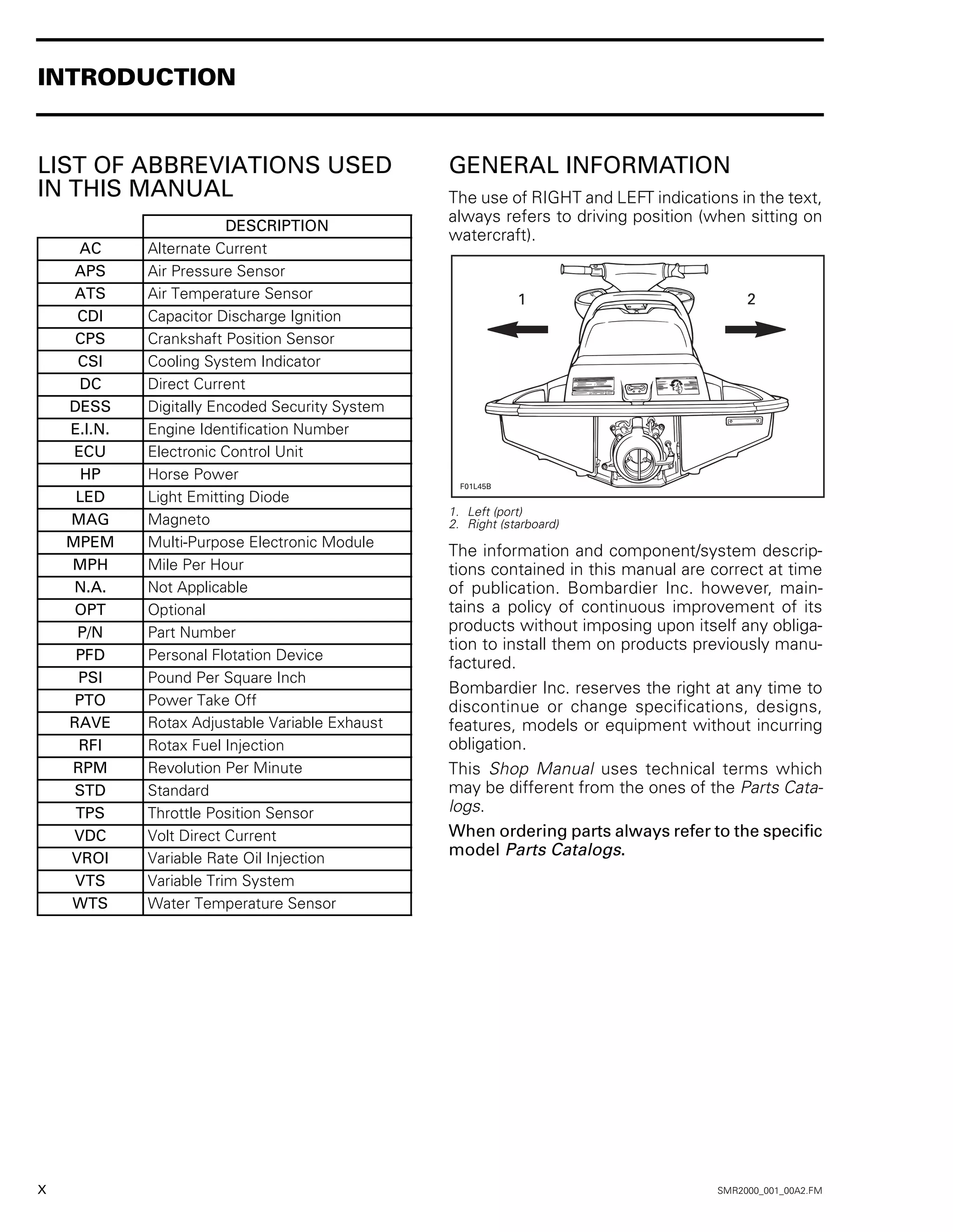 2000 sea doo bombardier personal watercraft service repair manual | PDF